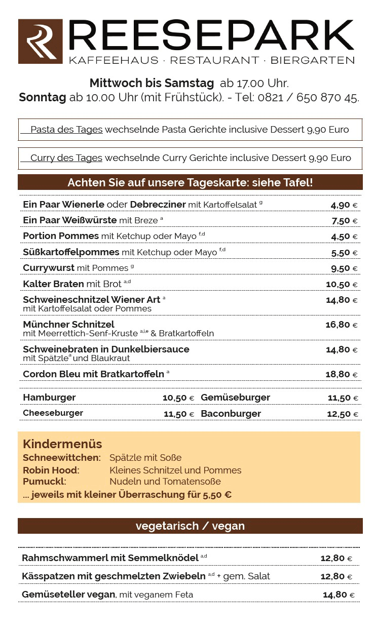 Reesepark - Kaffeehaus - Restaurant - Biergarten
